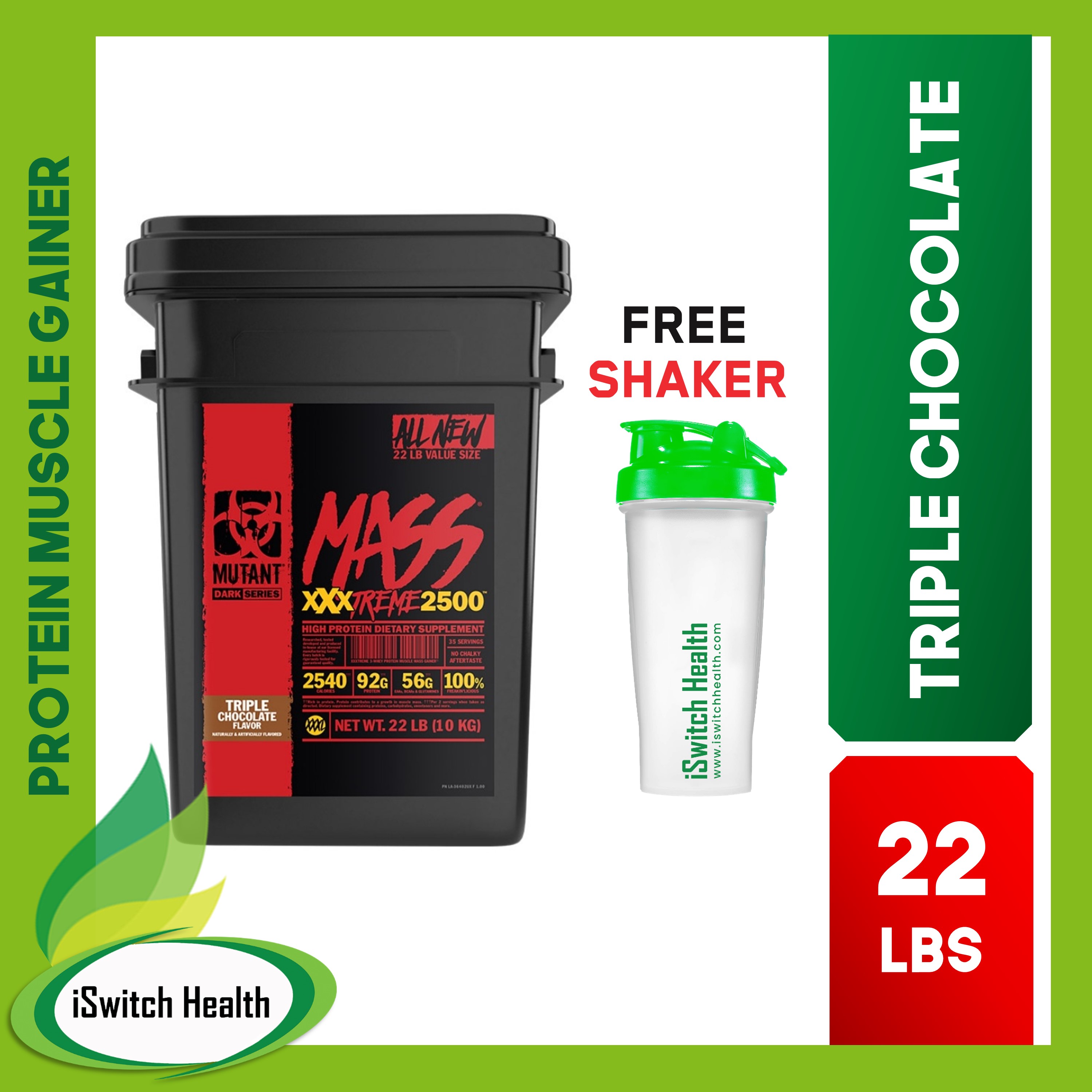 Mutant Mass Extreme 2500 Triple Chocolate - 22lbs | Mass Gainer Extreme ...