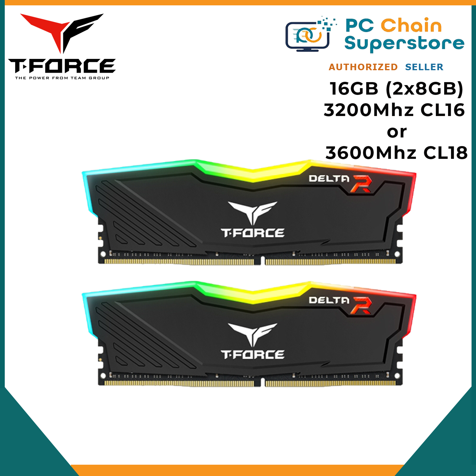 Team Group T-Force Delta RGB DDR4 16GB ( 8GBx2 ) Dual Kit [CL16 3200Mhz ...