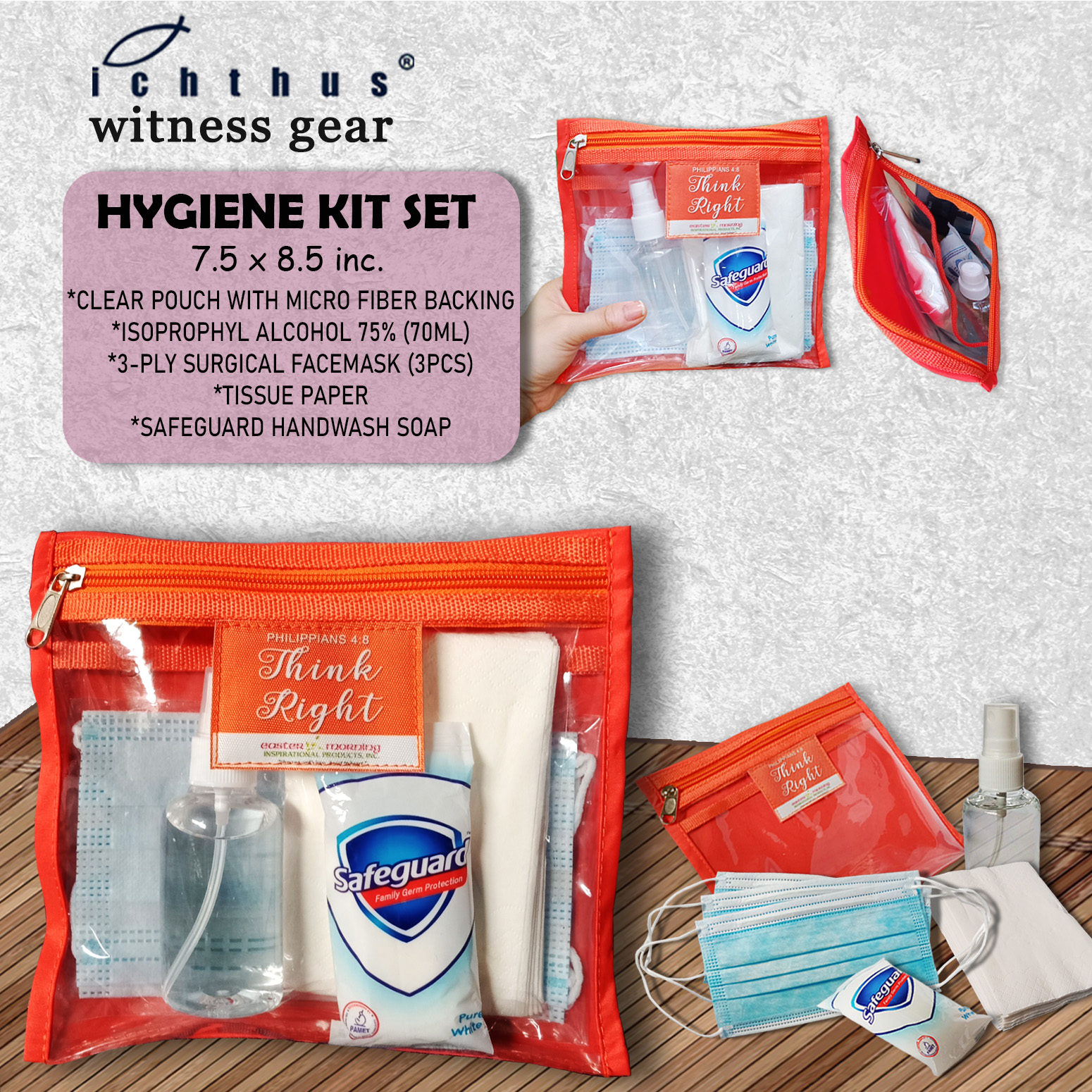 Hygiene Kit with Set; New Normal Hygiene Kit; Sanitary Kit in Clear ...