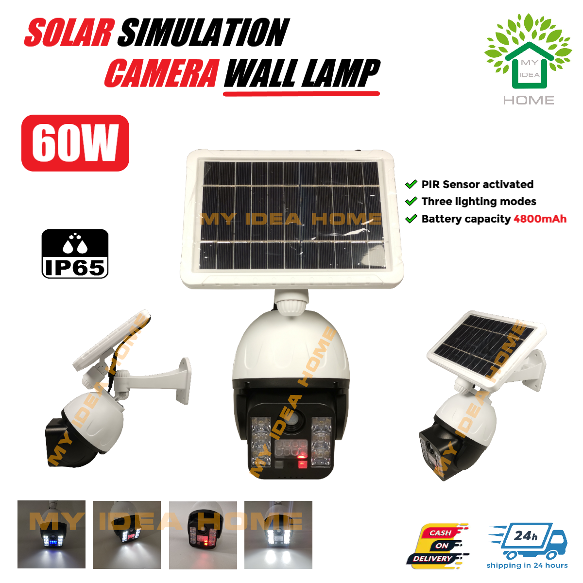 Solar Wall Lamp solar simulation camera wall lamp solar light With PIR ...