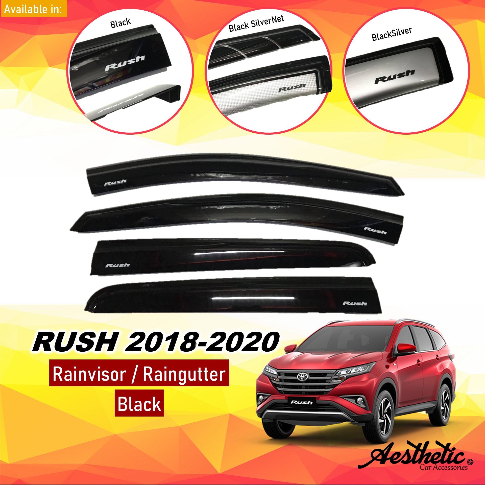 Toyota Rush 2018-2022 Ringutter / Rain Visor / Sun Visor (BLACK ...
