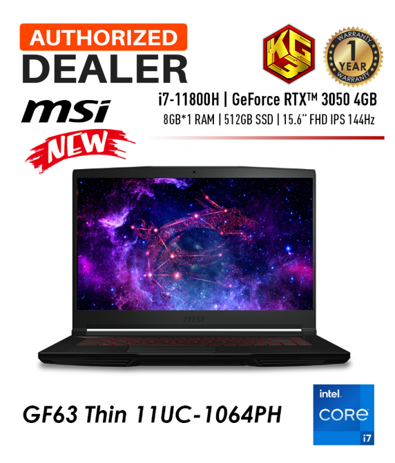 MSI GF63 Thin 11SC-1206PH 15.6 FHD IPS | i7-11800H | 8GB DDR4 | 512GB ...