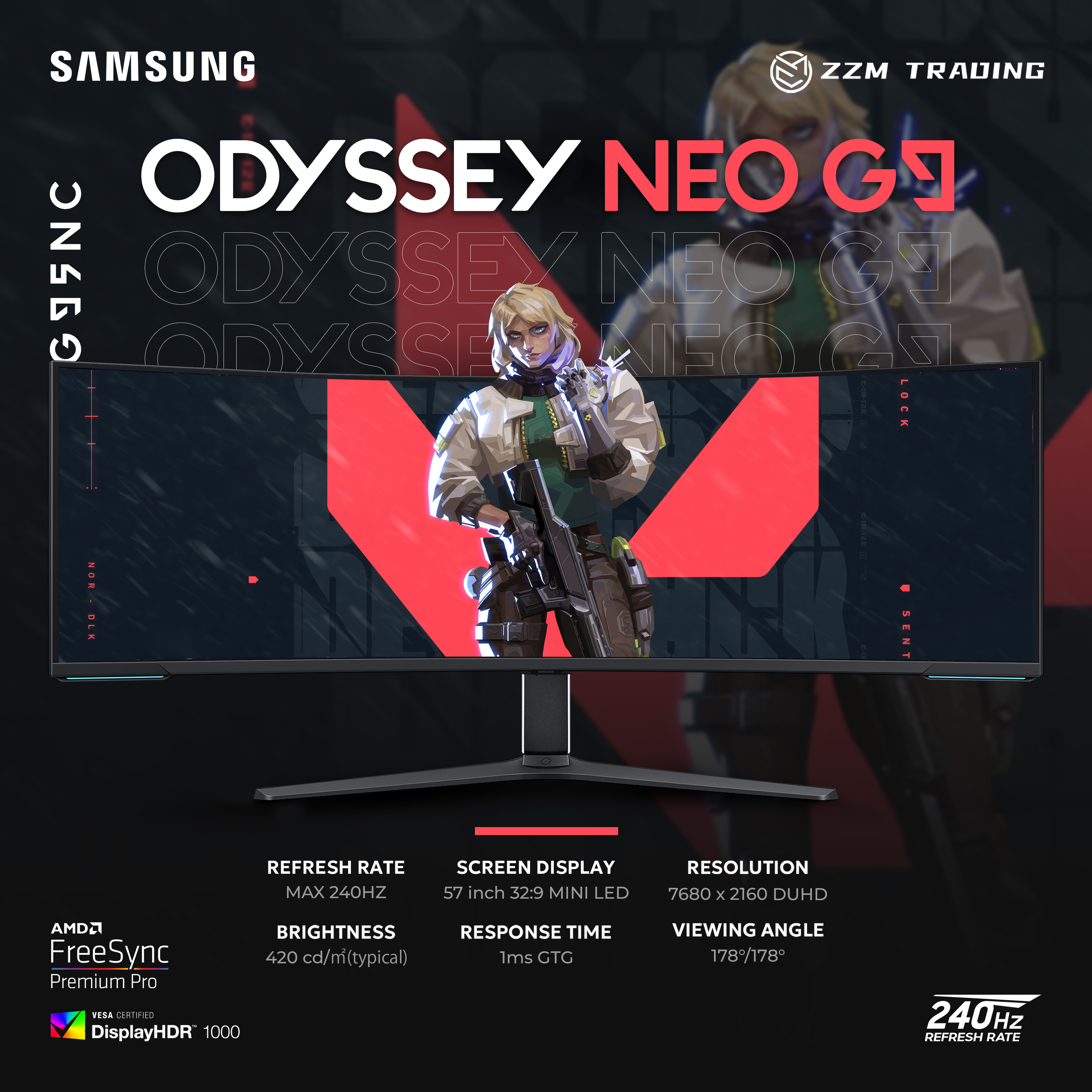 SAMSUNG ODYSSEY NEO G9 57/49-inch G95NC Curved Mini LED Gaming Monitor ...