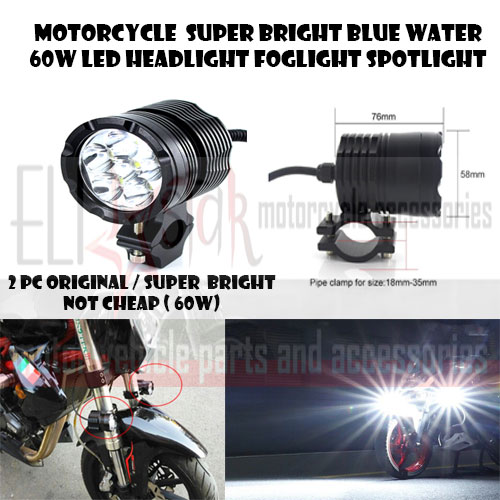 1 Pc Motorcycle Super Bright Blue Water 60w LED Headlight Foglight ...