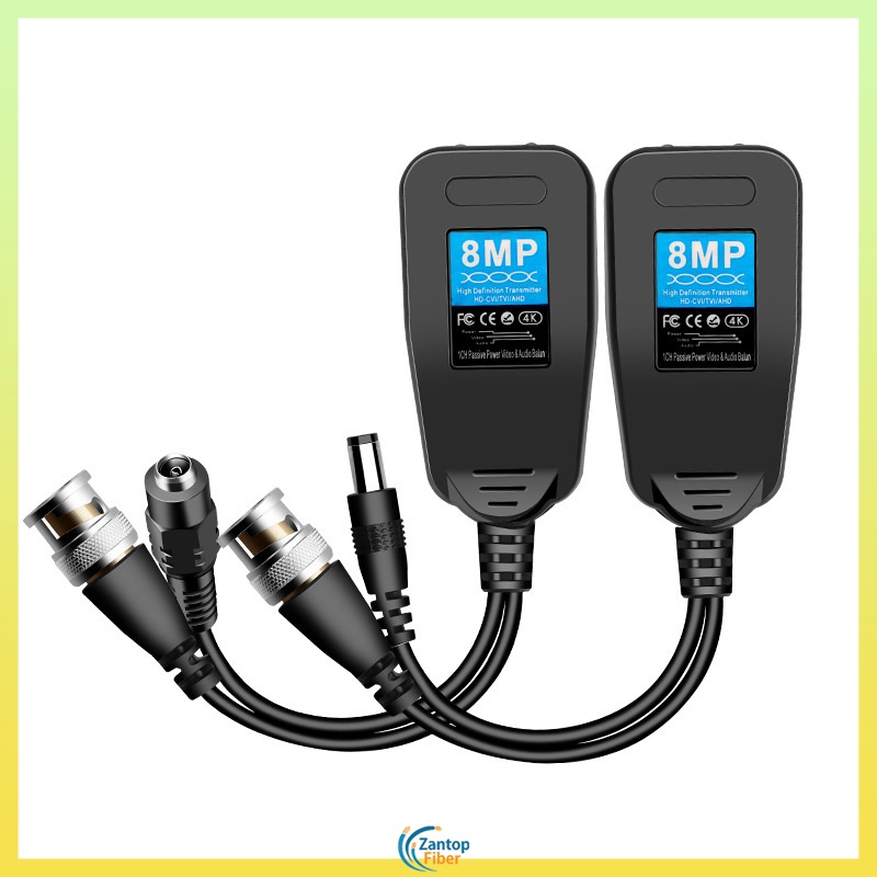 8MP HD-CVI/TVI/AHD/CVBS Passive Video Balun with Power Connector and ...