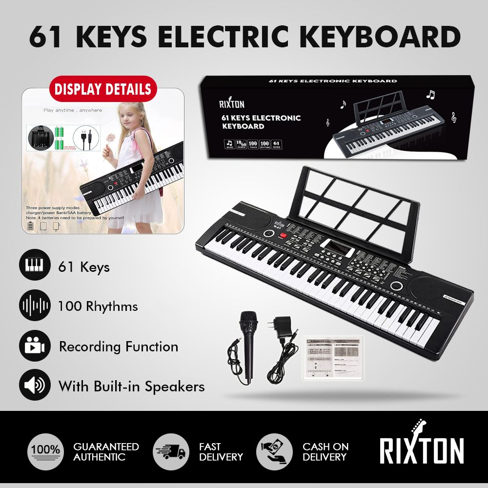 RIXTON Electronic Keyboard Piano 61 Keys Digital Piano Keyboard Kids ...