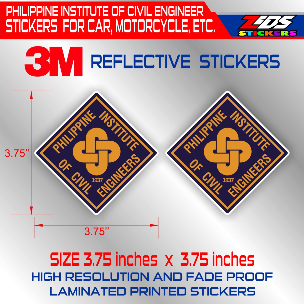 pice philippine institute of civil engineer logo 3M reflective printed ...