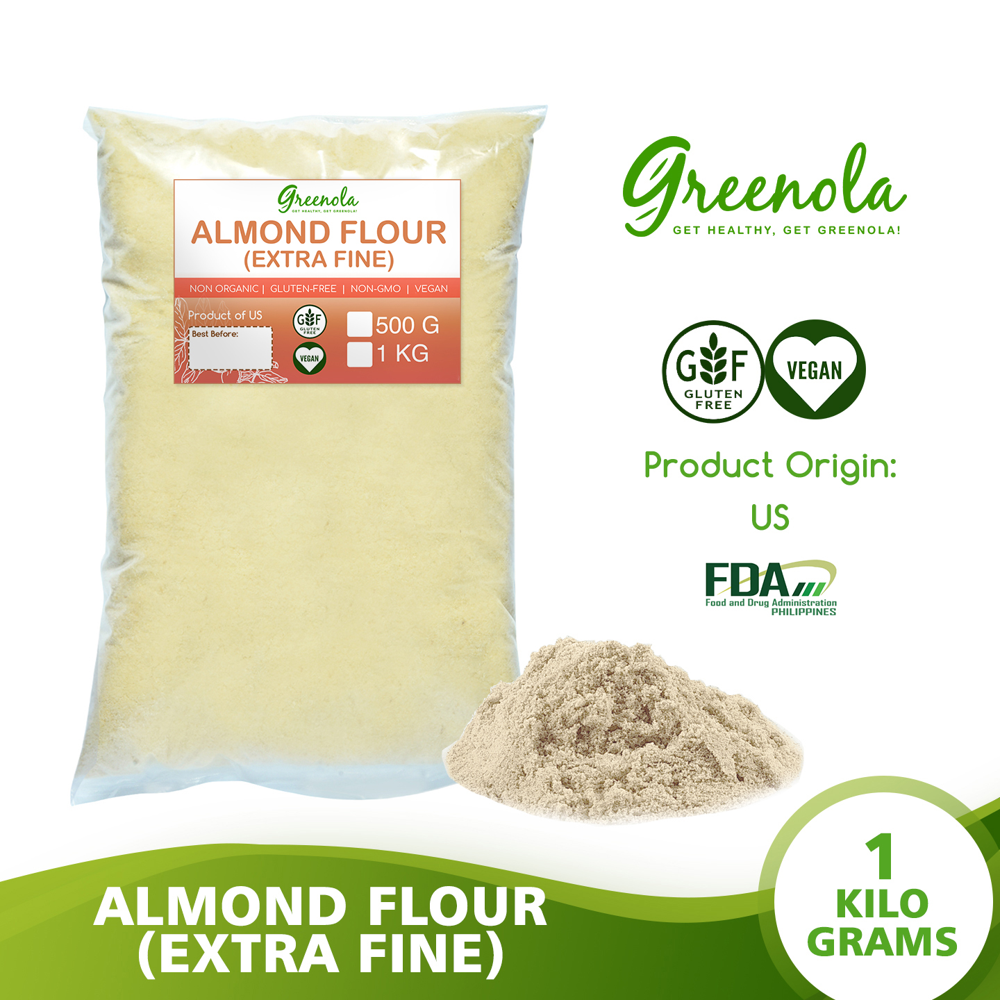 Greenola Almond Flour Extra Fine (Wholesale) 1 kg | Lazada PH