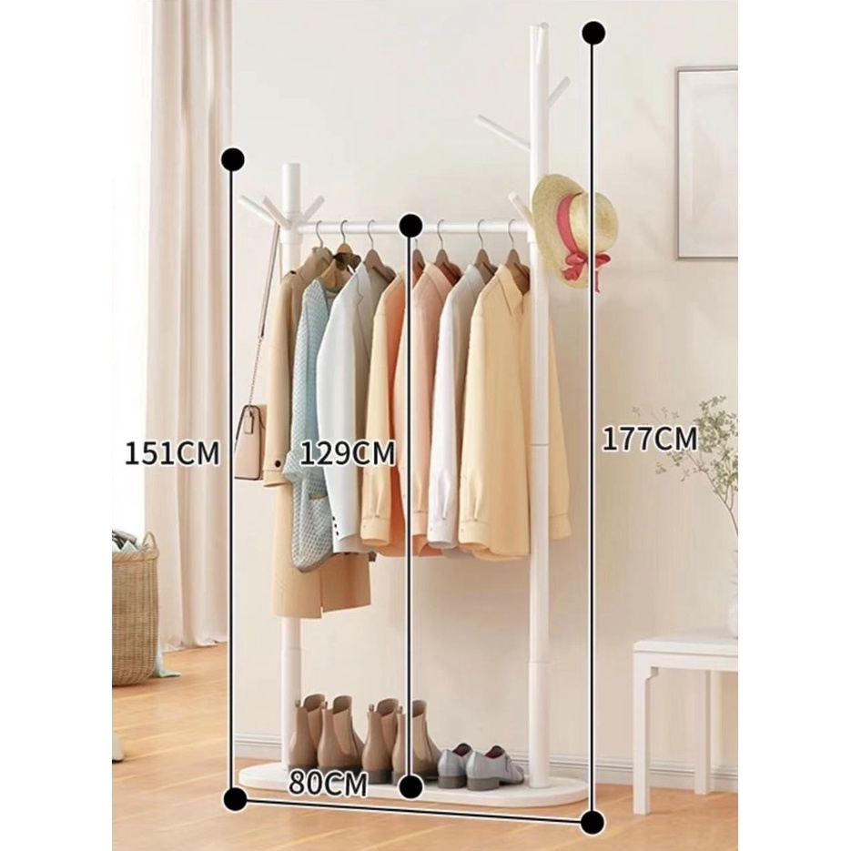 Solid wood Bedroom Clothes Hanger Rack High-Grade 177CM Floor Drying ...