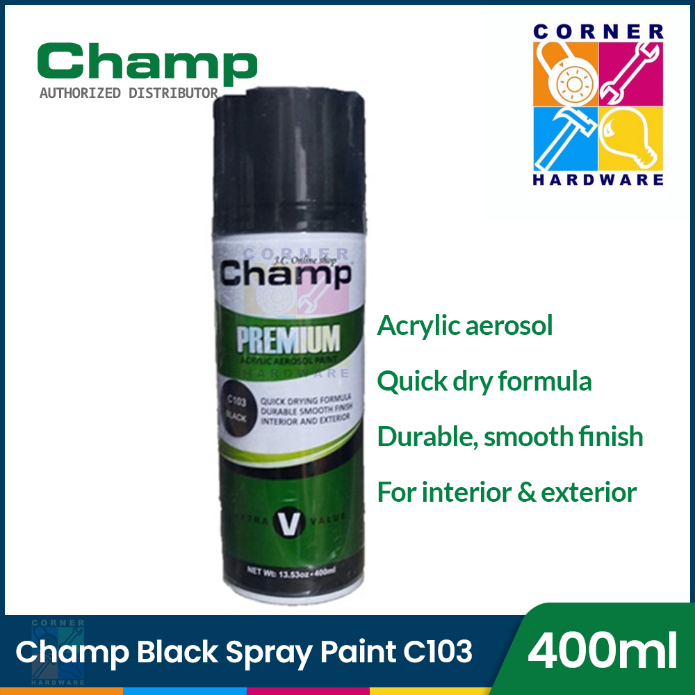 CHAMP Premium Acrylic Aerosol Spray Paint Matte Black | Lazada PH
