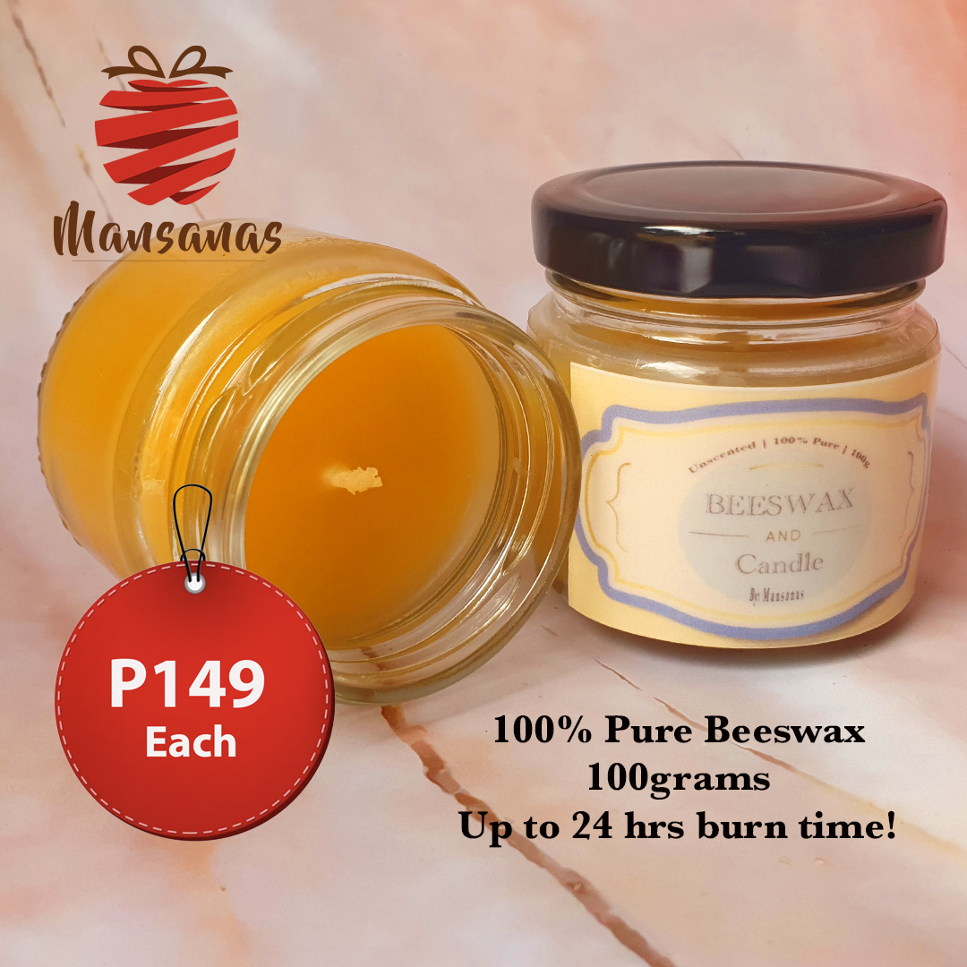 Mansanas Pure Beeswax Candle in Acacia Wood Wooden Bowl/Cup Candle ...