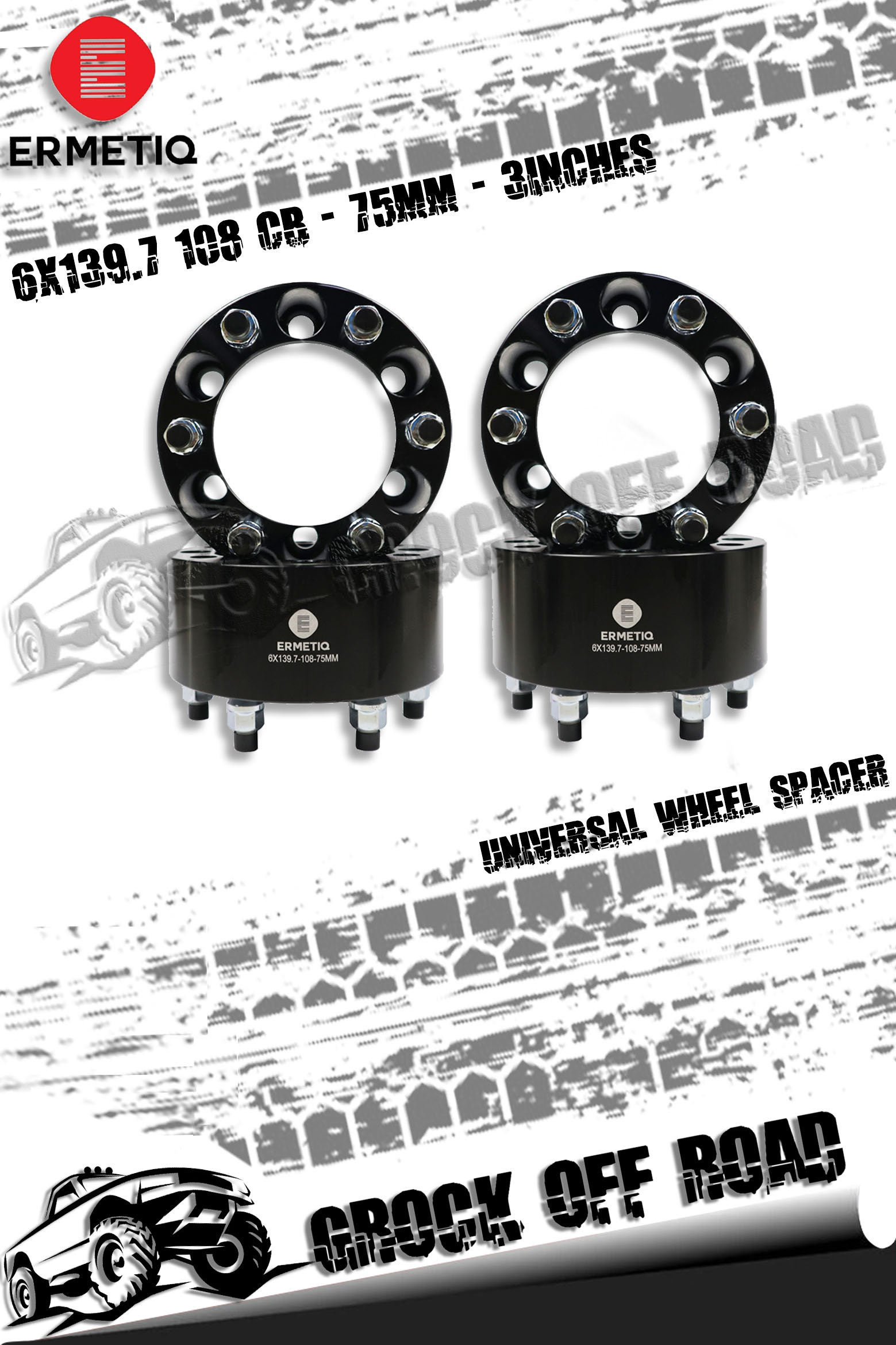 UNIVERSAL WHEEL SPACER ERMITIQ 6.139.7 / 108 CENTER BORE 75MM WHEEL ...