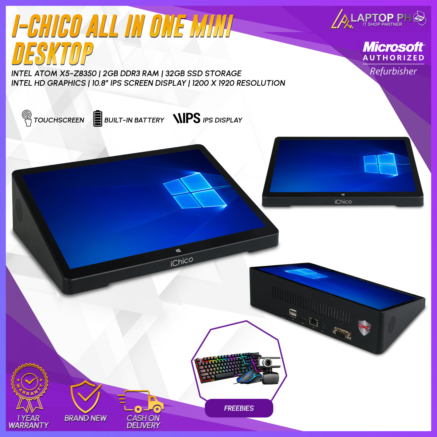 【Sale All in One】iChico Mini Desktop Computer Touch Screen | Intel CherryTail Z8350 Quad Core ...