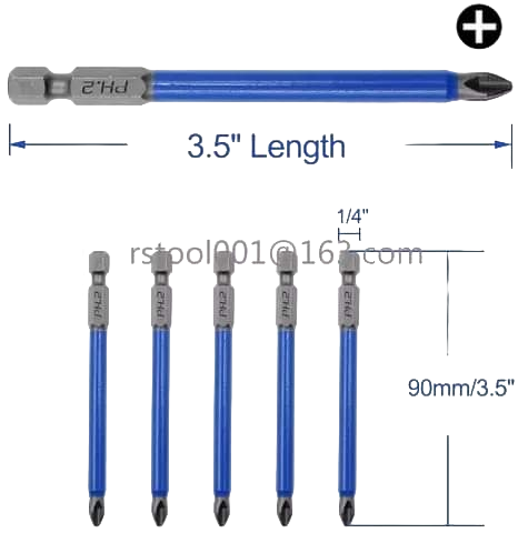 Magnetic anti slip screwdriver philip bits, screwbit 7pcs set, 90mm per ...