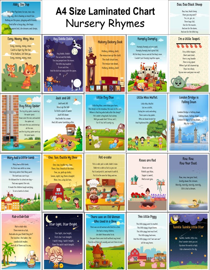 Nursery Rhymes A4 Laminated High Print Quality | Lazada PH