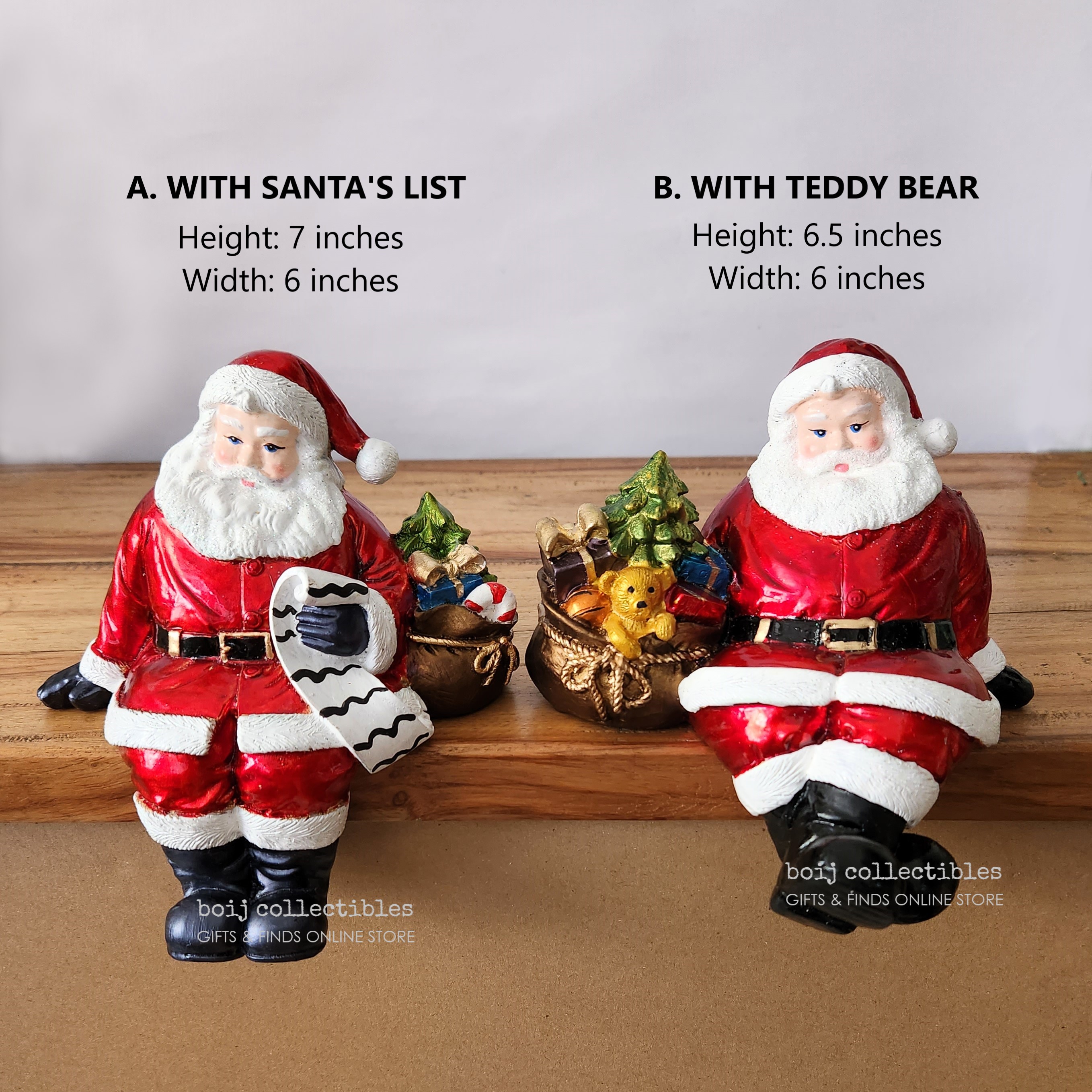 Big Shelf-sitting Santa Claus Figurines 2 Designs Height: 6.5-7 inches ...