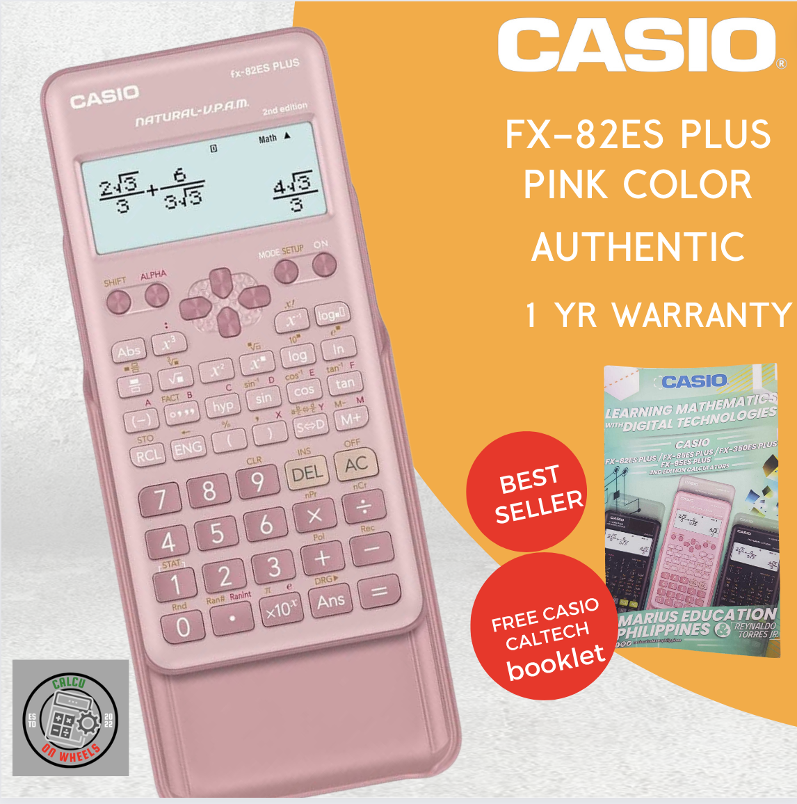 CASIO FX82ES PLUS PINK SCIENTIFIC CALCULATOR FREE CASIO CALTECH BOOKLET ...