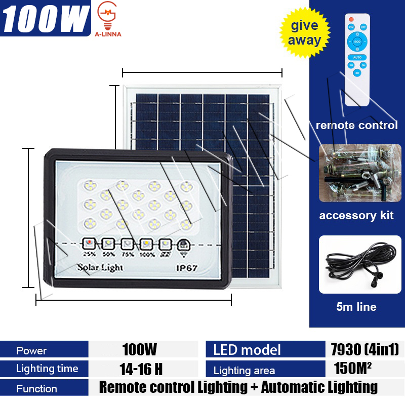 Solar flood light solar light outdoor waterproof 1500W led light with ...