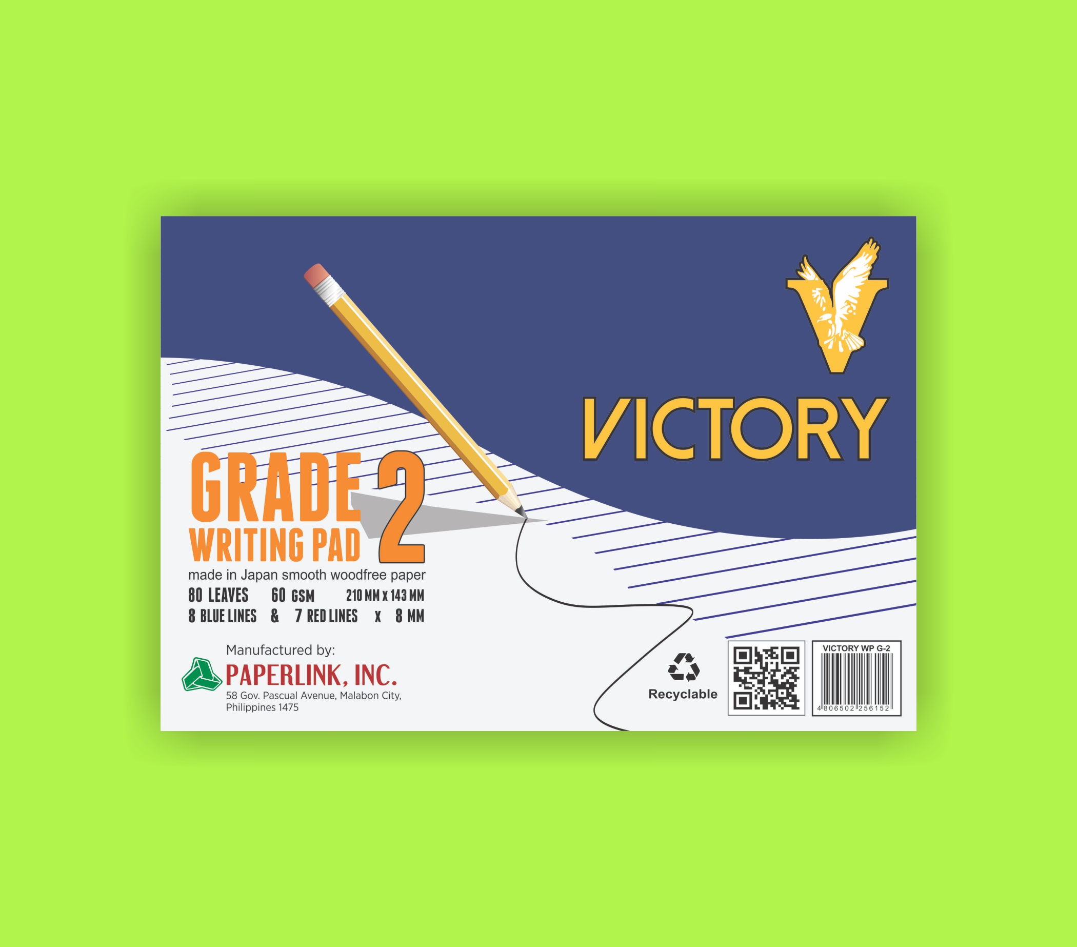 VICTORY Writing Pad Grade 1,2,3 & 4 80leaves - Paper from Japan (High ...