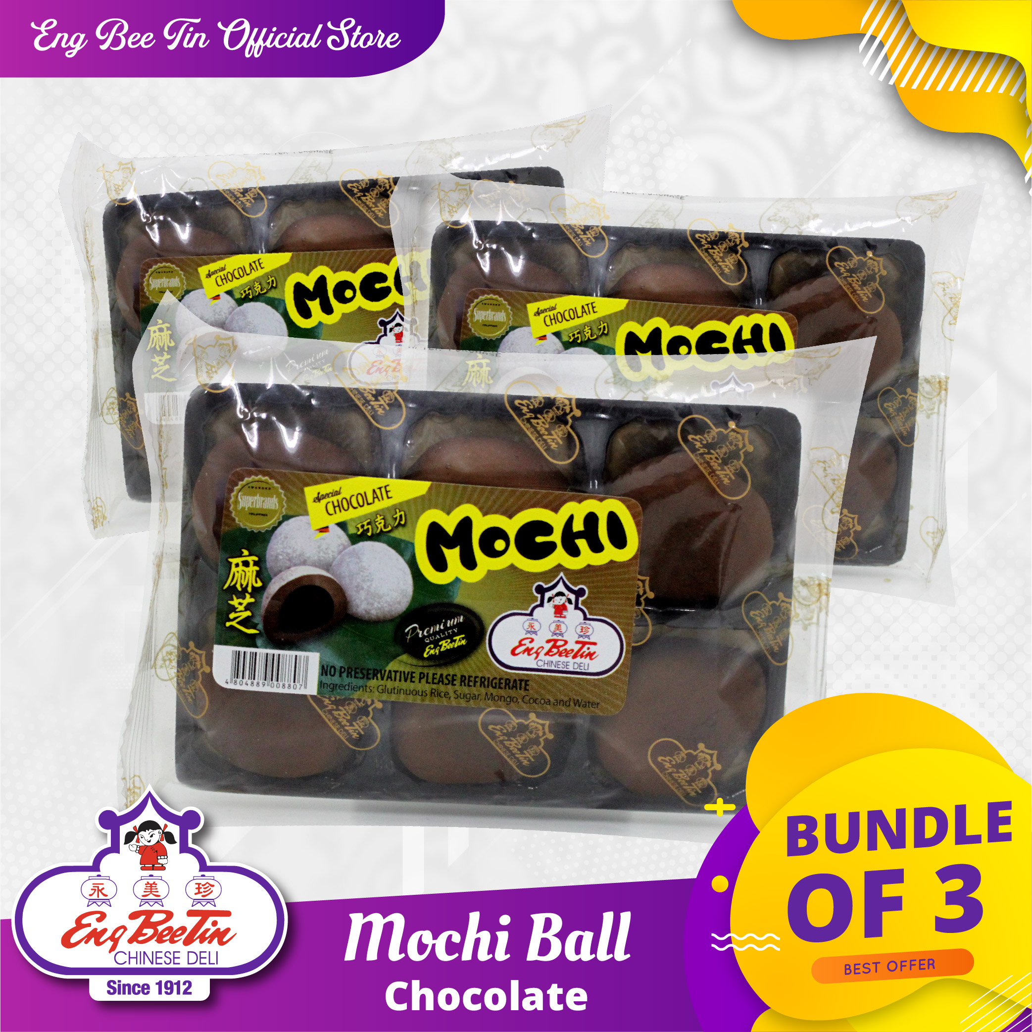 Eng Bee Tin Mochi Balls Chocolate ( 3-pack ) | Lazada PH