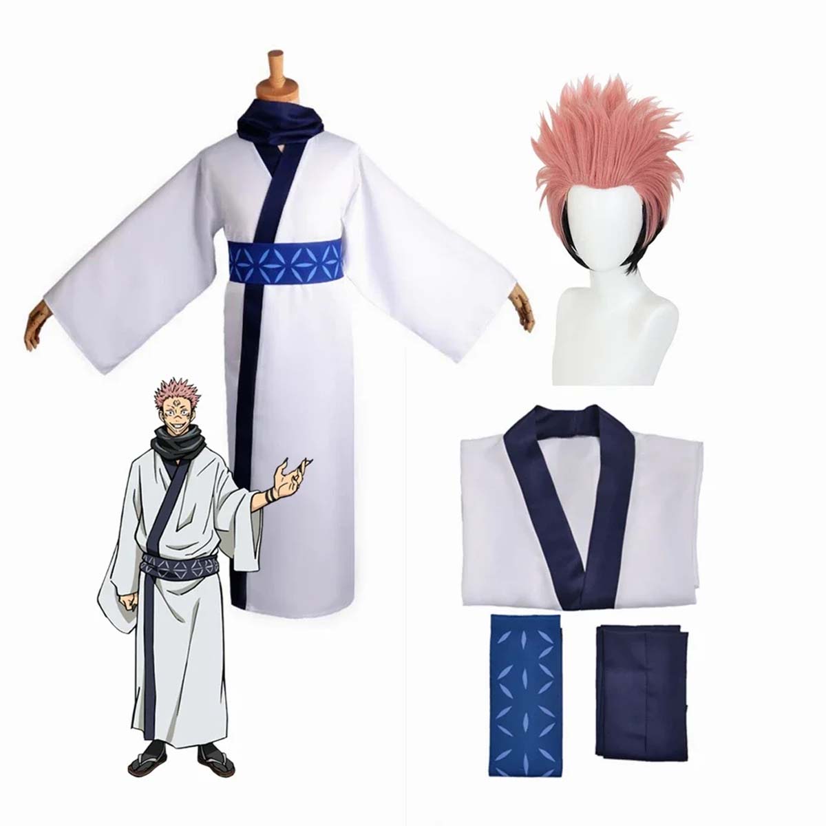 Anime Jujutsu Kaisen Ryomen Sukuna Kimono School Uniform Cosplay ...