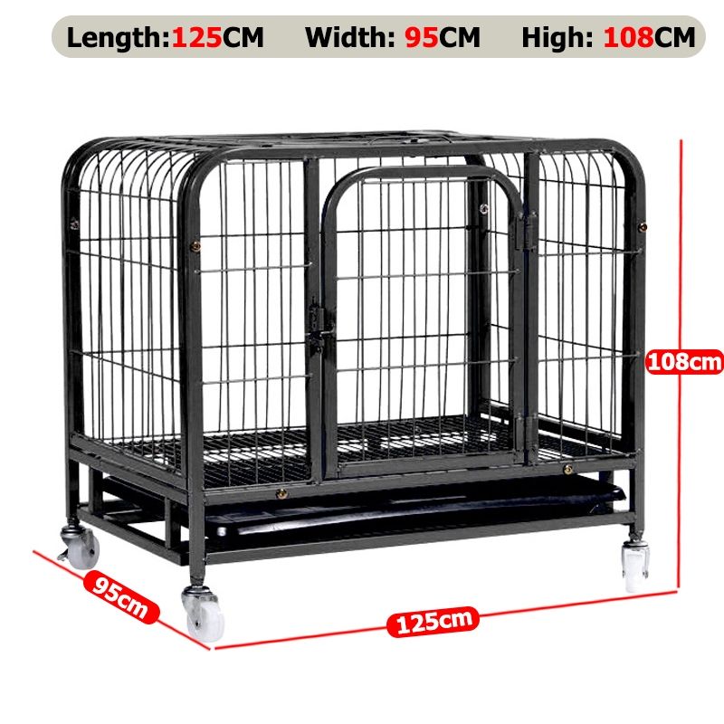 Square Tube Dog Cage Pet Cage Large Metal Dog Cage Crates with Bathroom ...