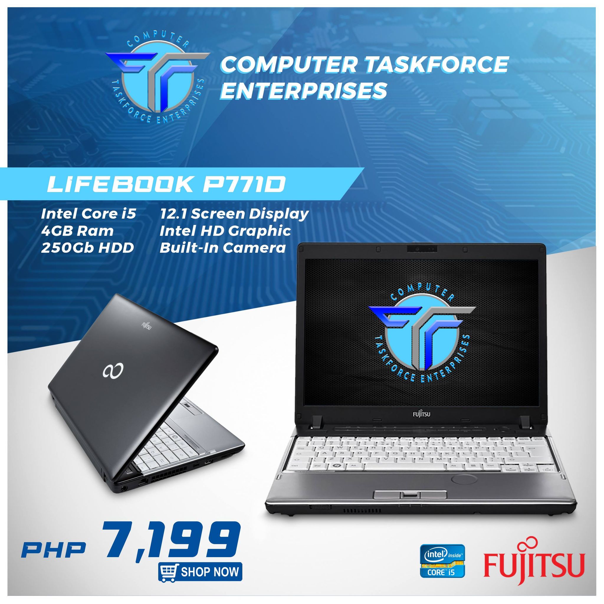 FUJITSU LIFEBOOK P771D LAPTOP | INTEL CORE i5 2ND GEN 4GB RAM 250GB HDD | 12.1" SCREEN DISPLAY ...