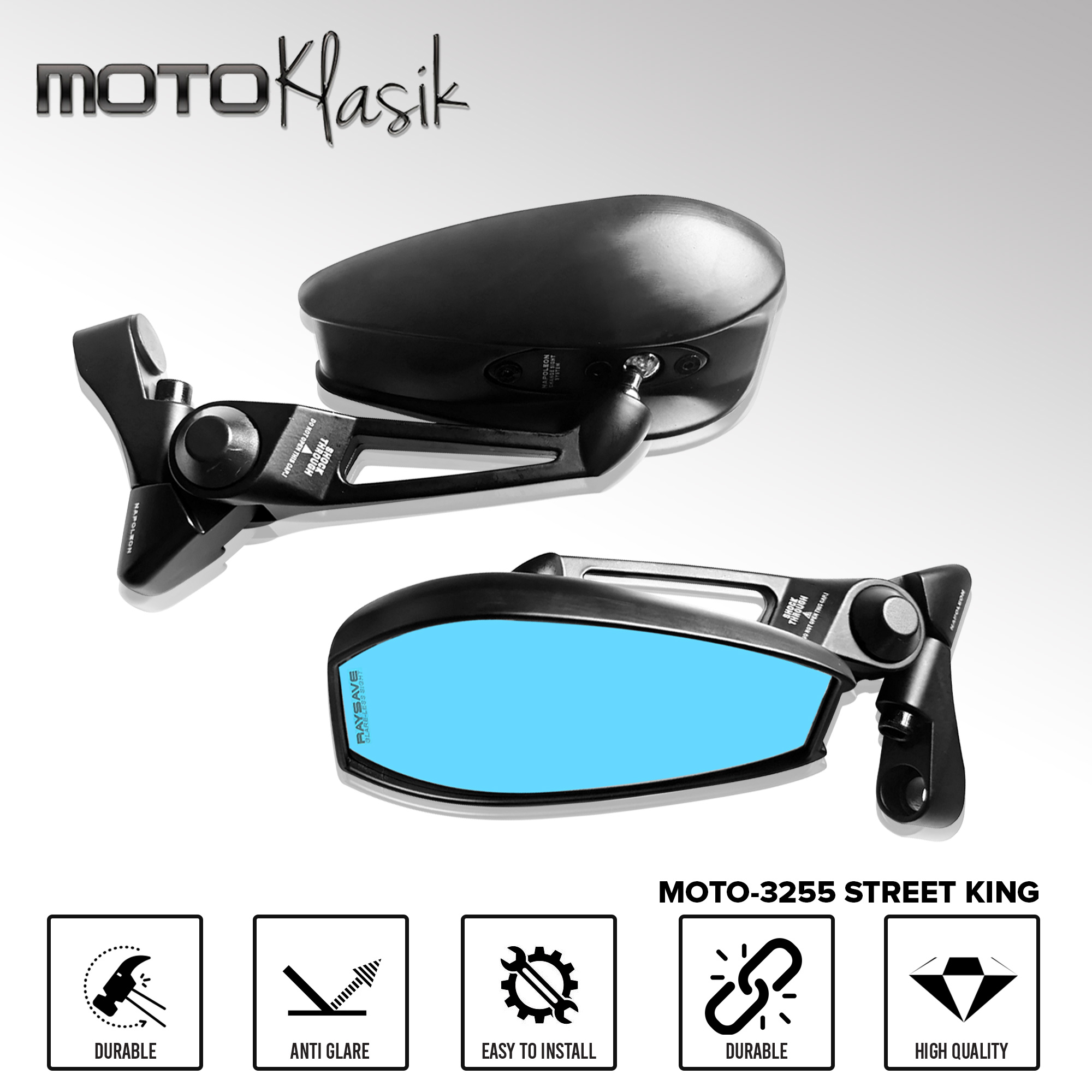 MOKOTO ELITE SERIES STREET KING SIDE MIRROR SMOKE LENS NON GRADED LENS ...