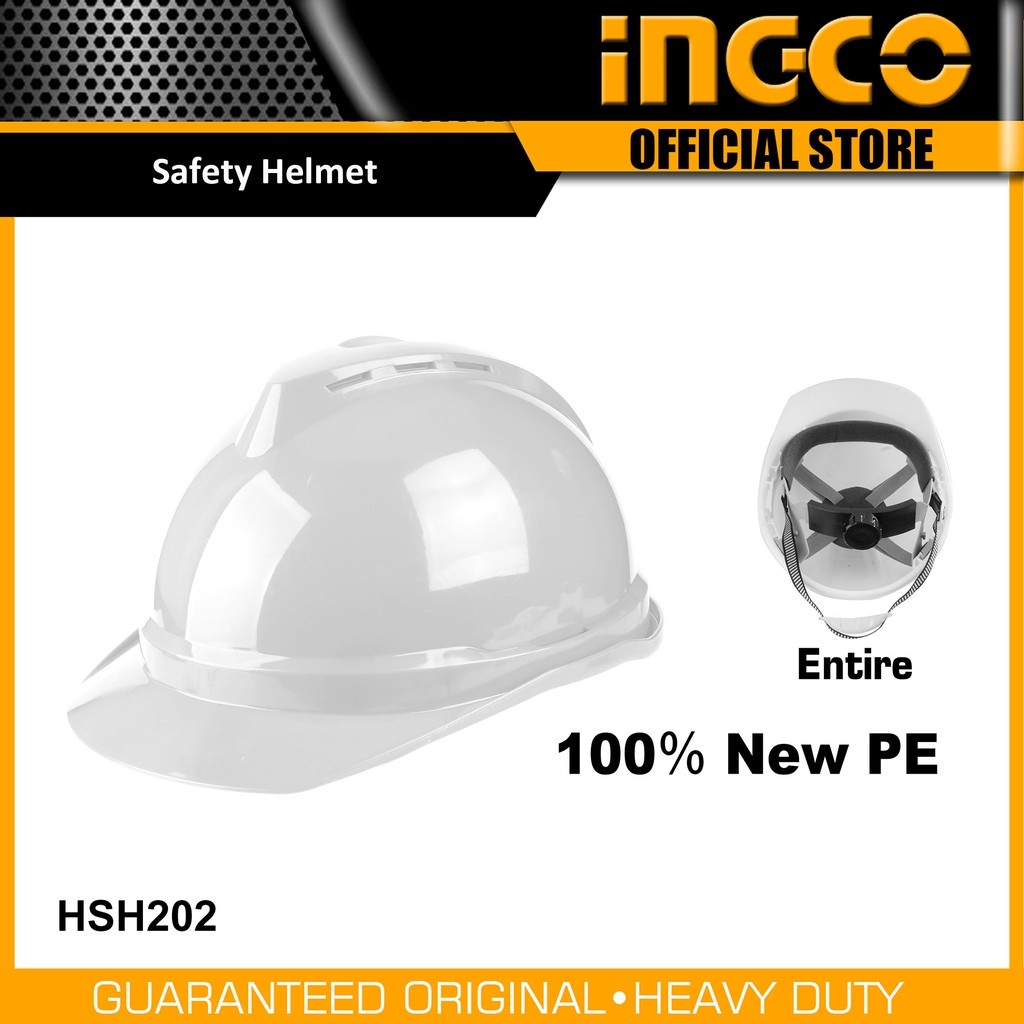 Ingco Hard Hat Safety Helmet PE Shell with Vents Chinstrap YELLOW ...