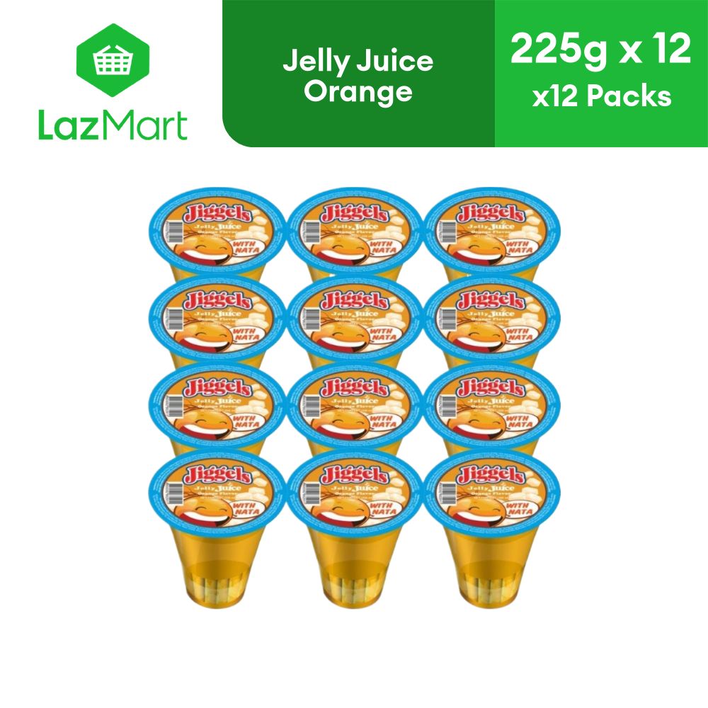 Jiggels Jelly Juice Orange Flav W/ Nata 225G x 12 Cups-Pack of 12 ...