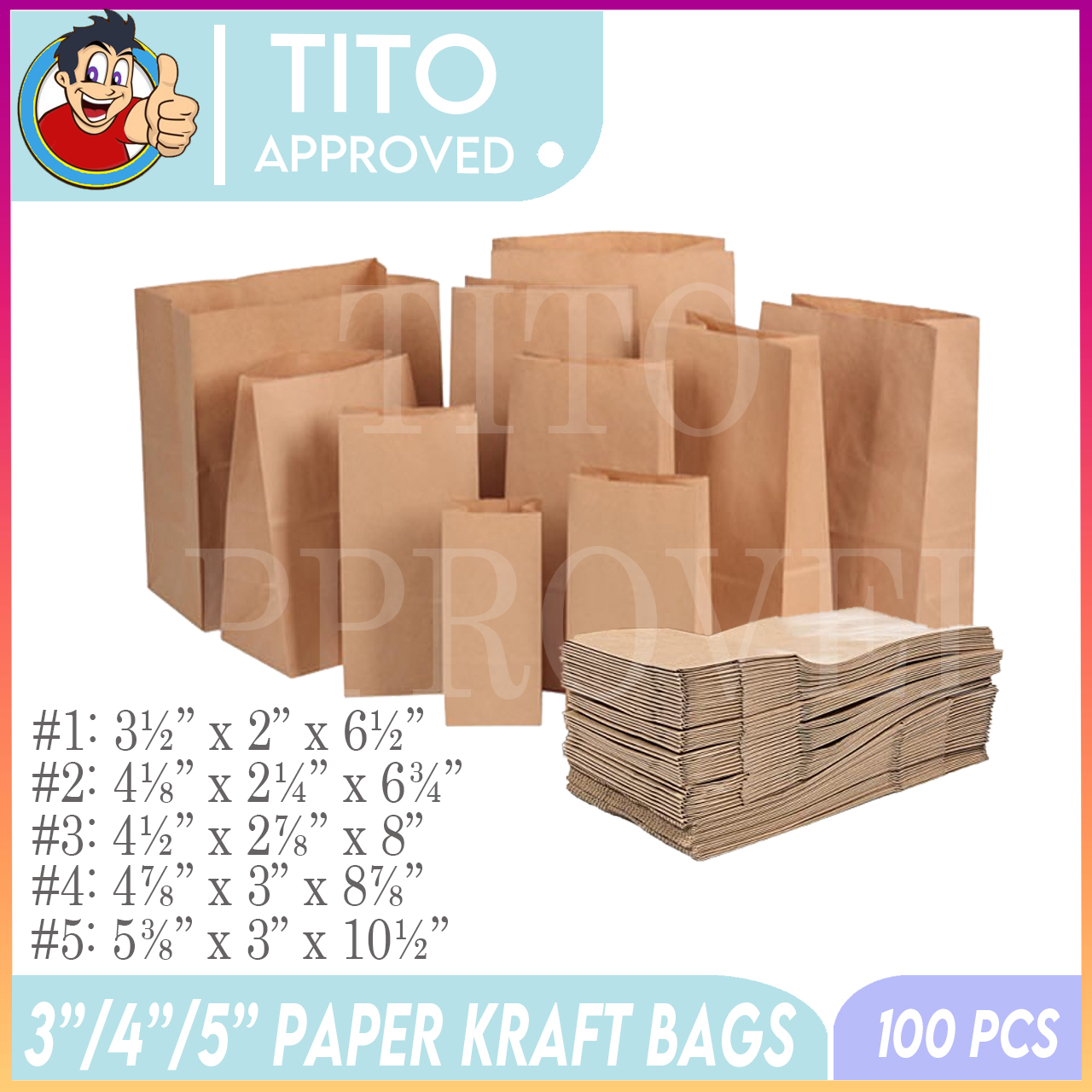 100 Pcs Makapal Brown Kraft Paper Bag [3"/4"/5" inches ] Paperbag Take ...