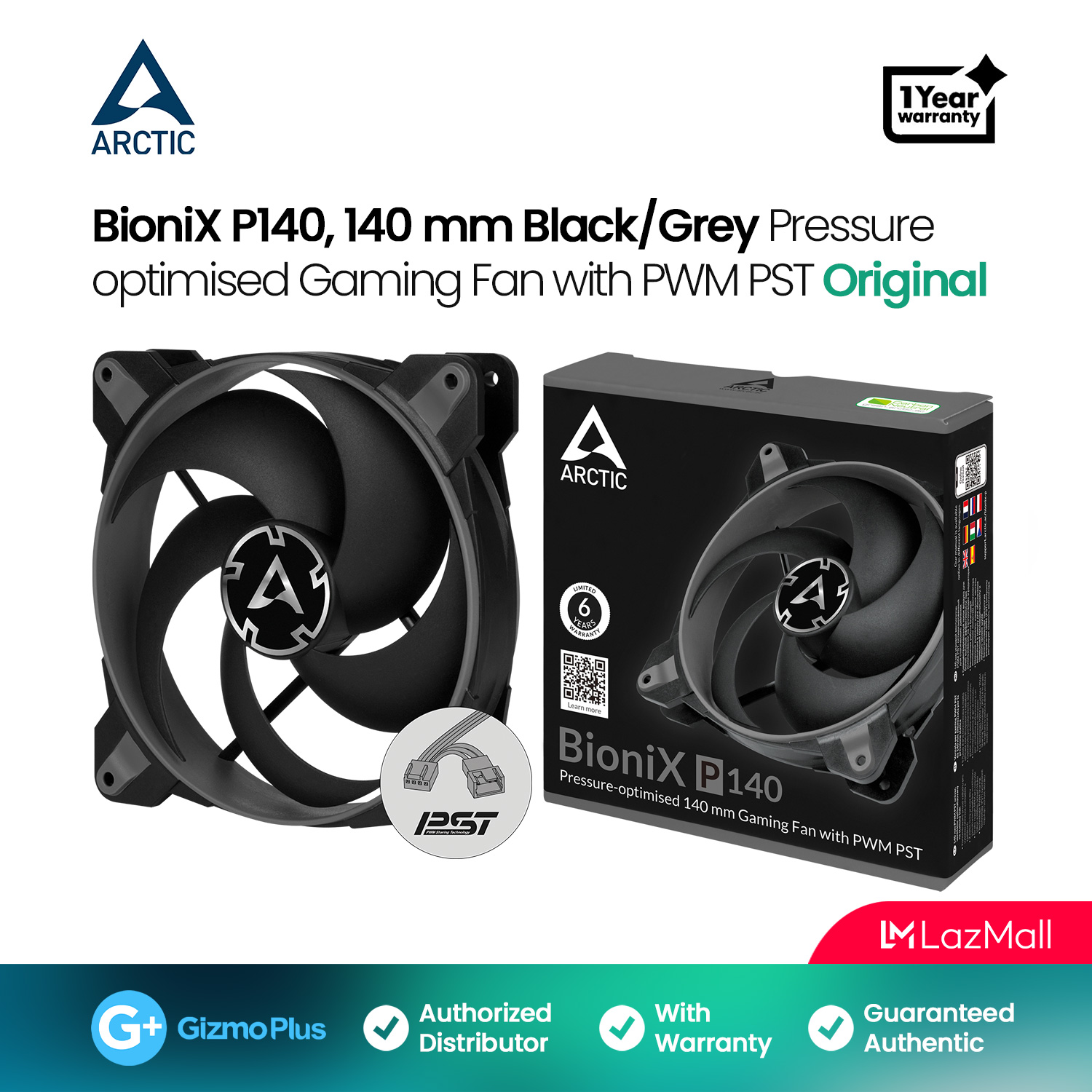 Arctic BioniX P140 Pressure-optimised 140 mm Gaming Fan with PWM PST ...