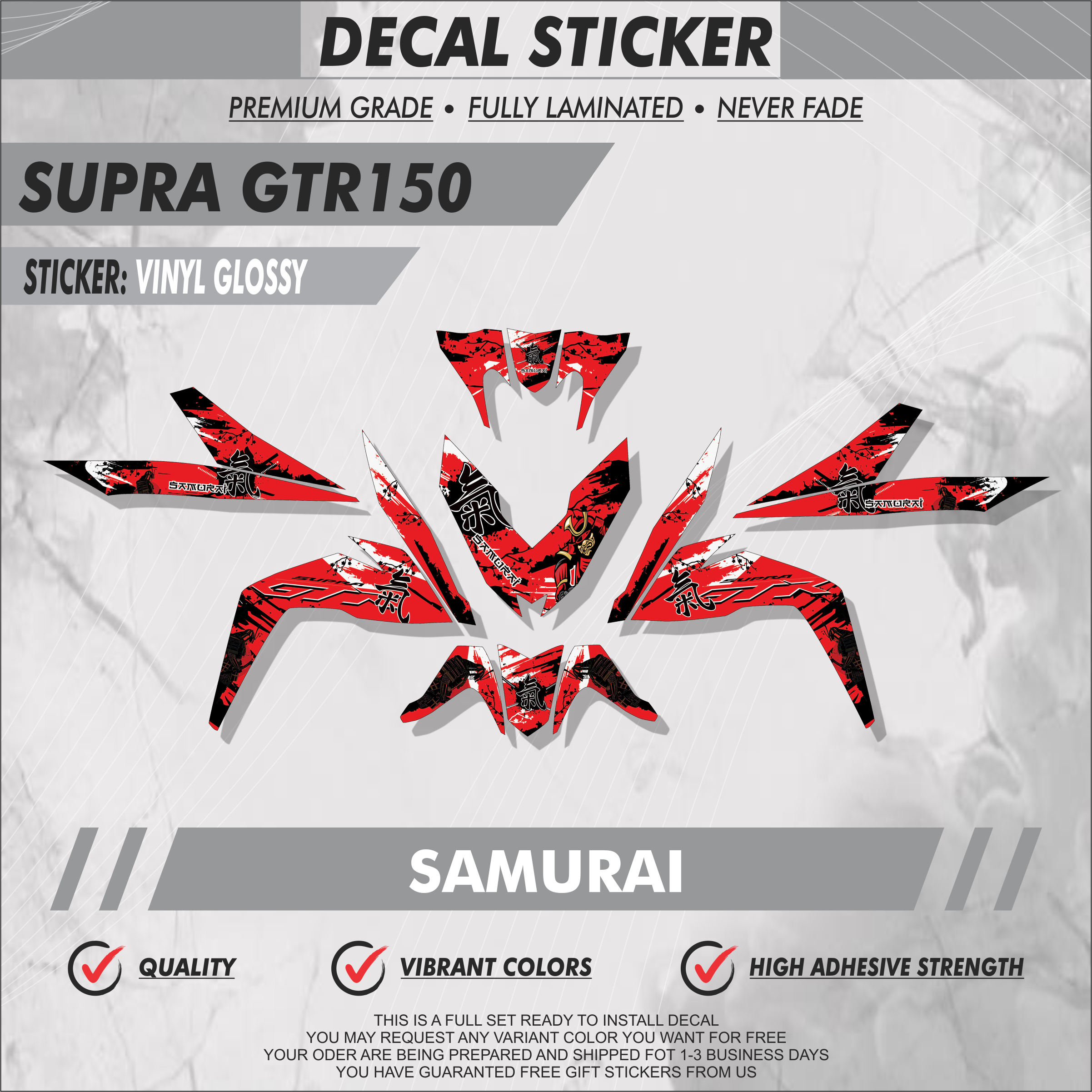 Supra GTR 150 Decals - ( Gloss Vinyl high grade brand Sticker) - Bagan ...