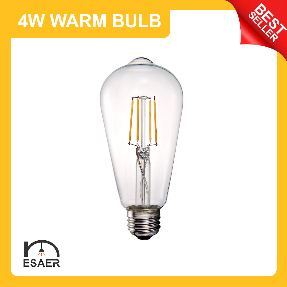 ESAER E27 4W Retro Fluorescent Filament Bulb Lamp Vintage Retro Candle ...