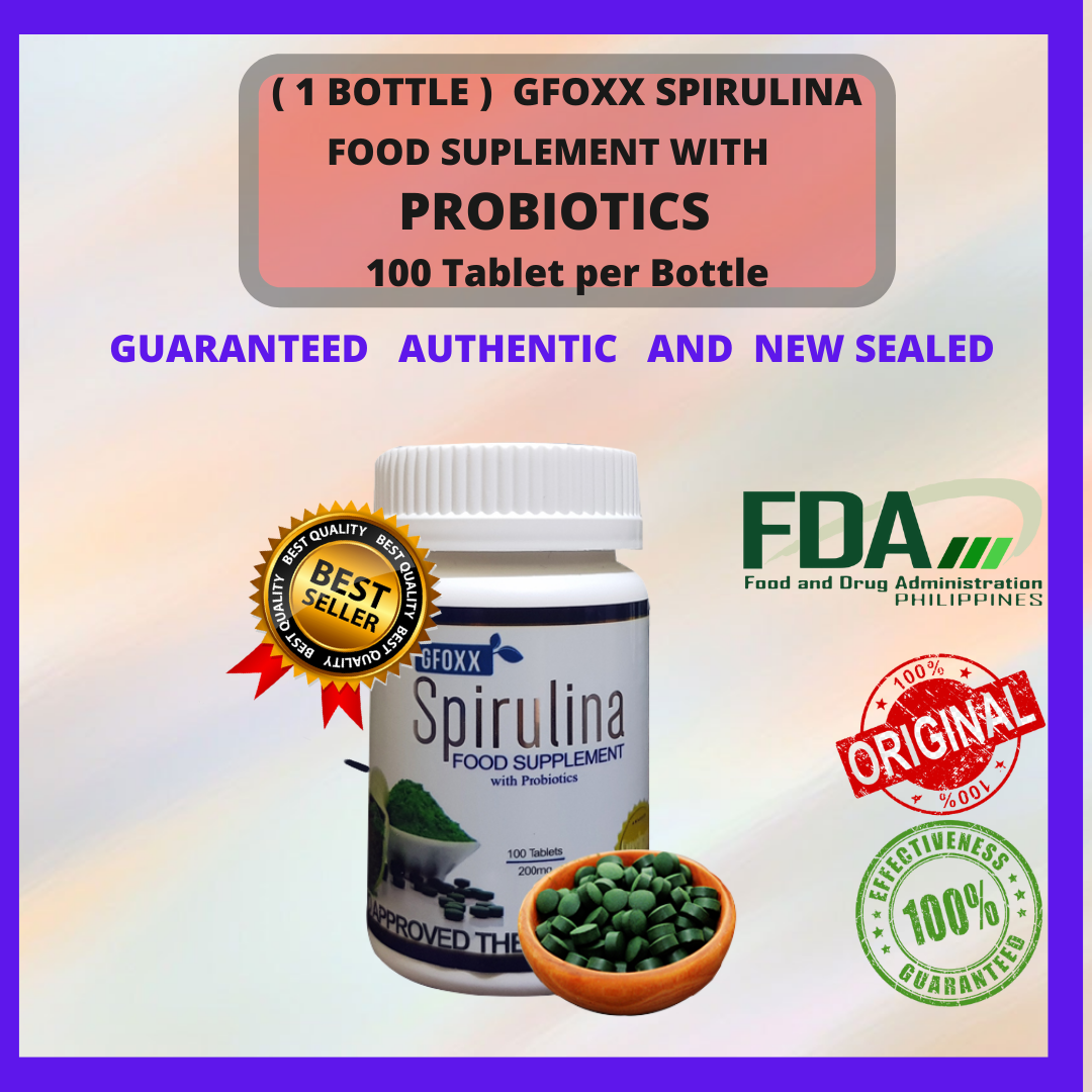 ( Bani shop ) (1 Bottle w/ 100 tablets) Gfoxx Spirulina + Probiotics ...
