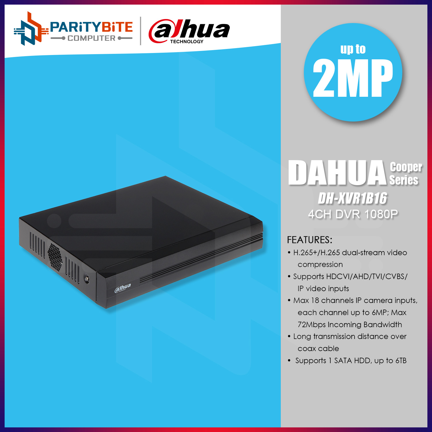 DAHUA DVR DH-XVR1B16 16 Channel 1U | Lazada PH