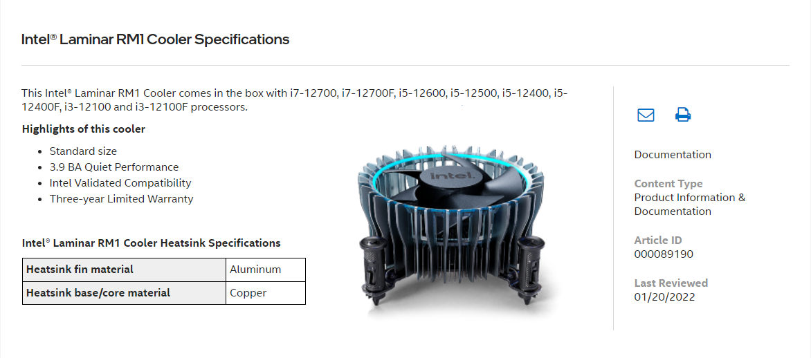 New Intel Laminar RM1 CPU Cooler from 12th gen Processors | Lazada PH