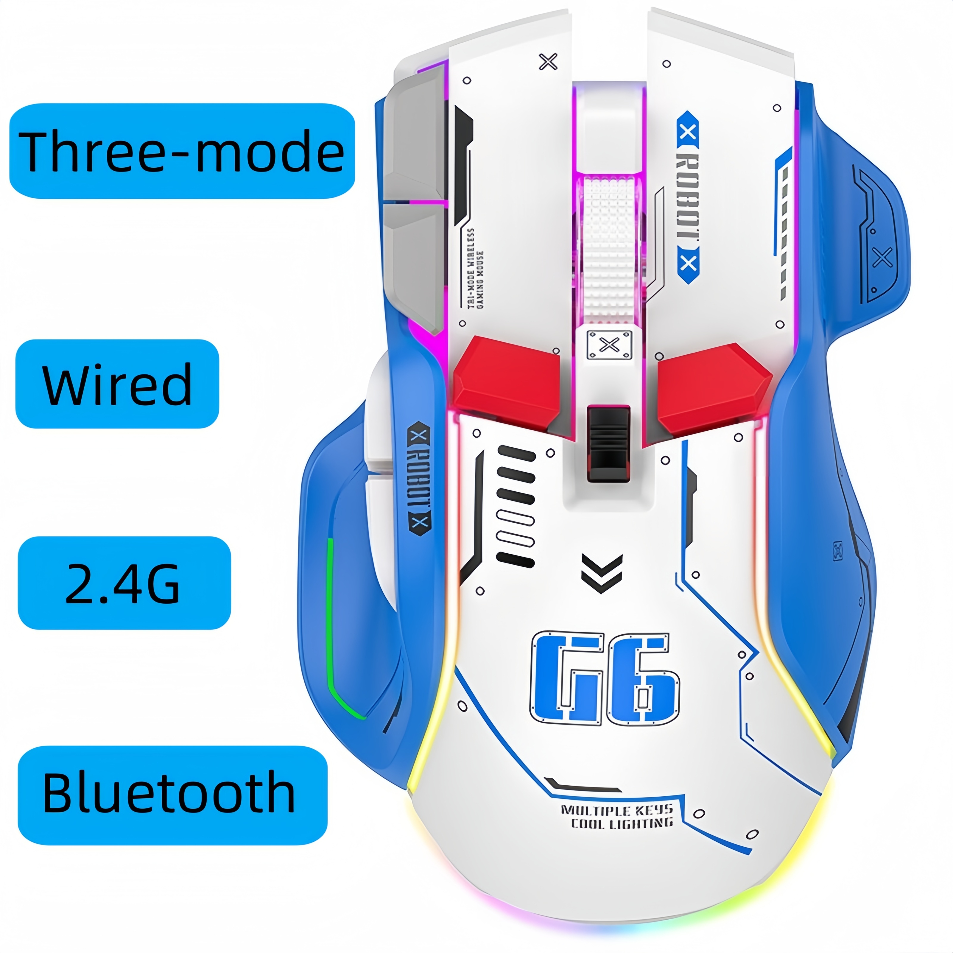 Three-mode Wireless Bluetooth Mouse RGB Light-emitting Gaming Computer ...