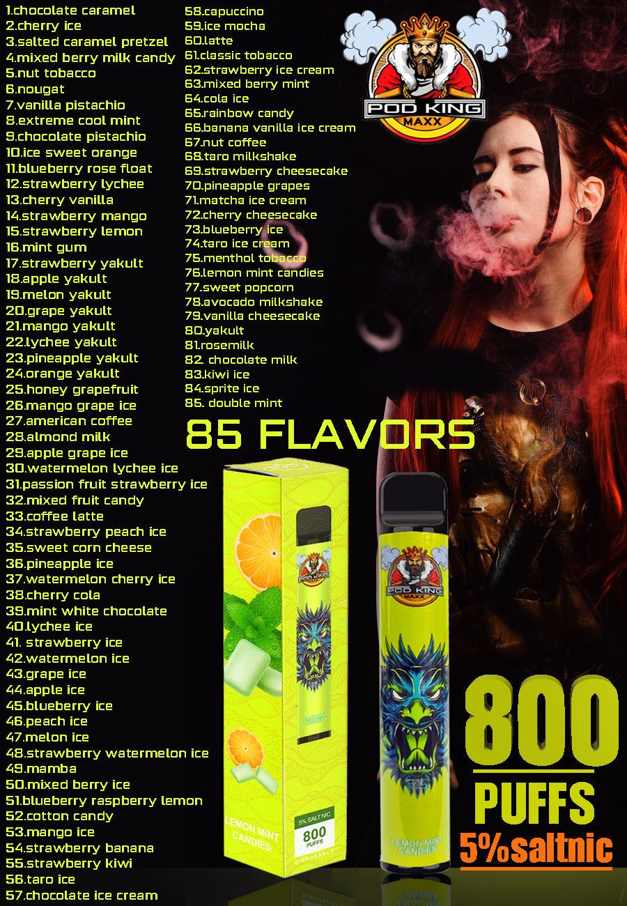 POD KING MAXX Puff Plus smoke vapers full set (800 Puffs) Disposable ...