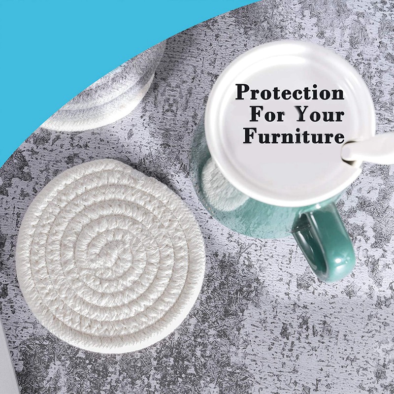 6 Packs Round Coasters for Drinks,Vintage Woven Coaster Set for Table ...