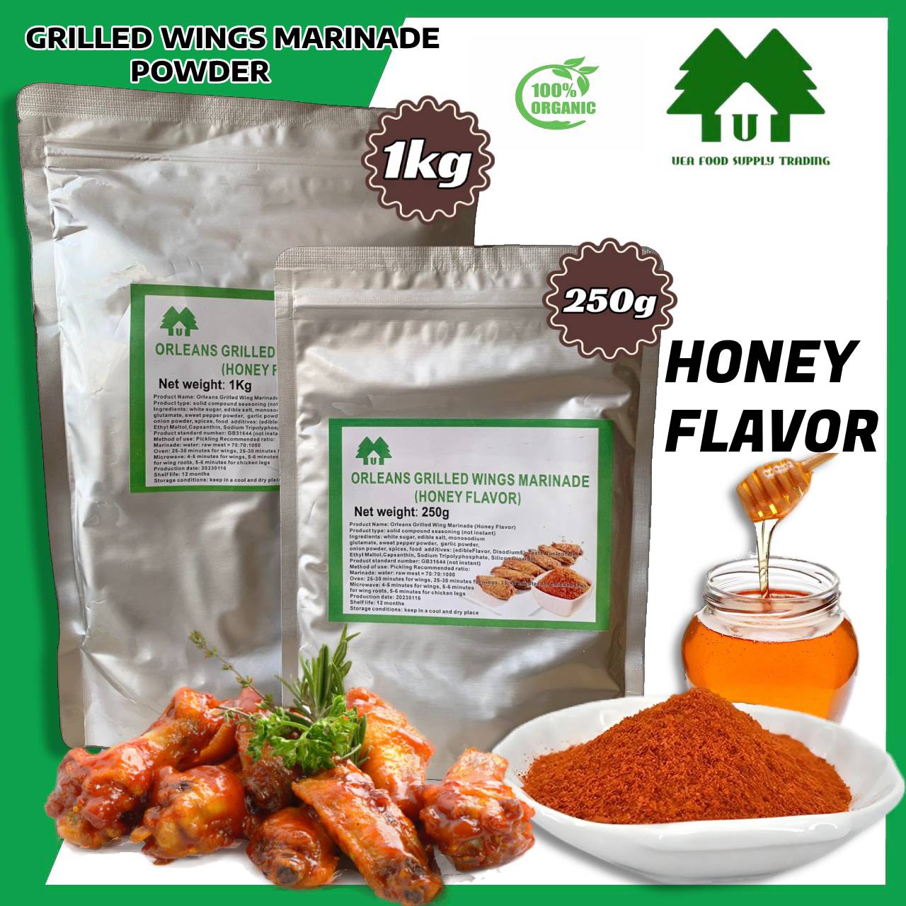ORLEANS GRILLED CHICKEN WINGS MARINADE POWDER - HONEY FLAVOR 1kg/250g ...