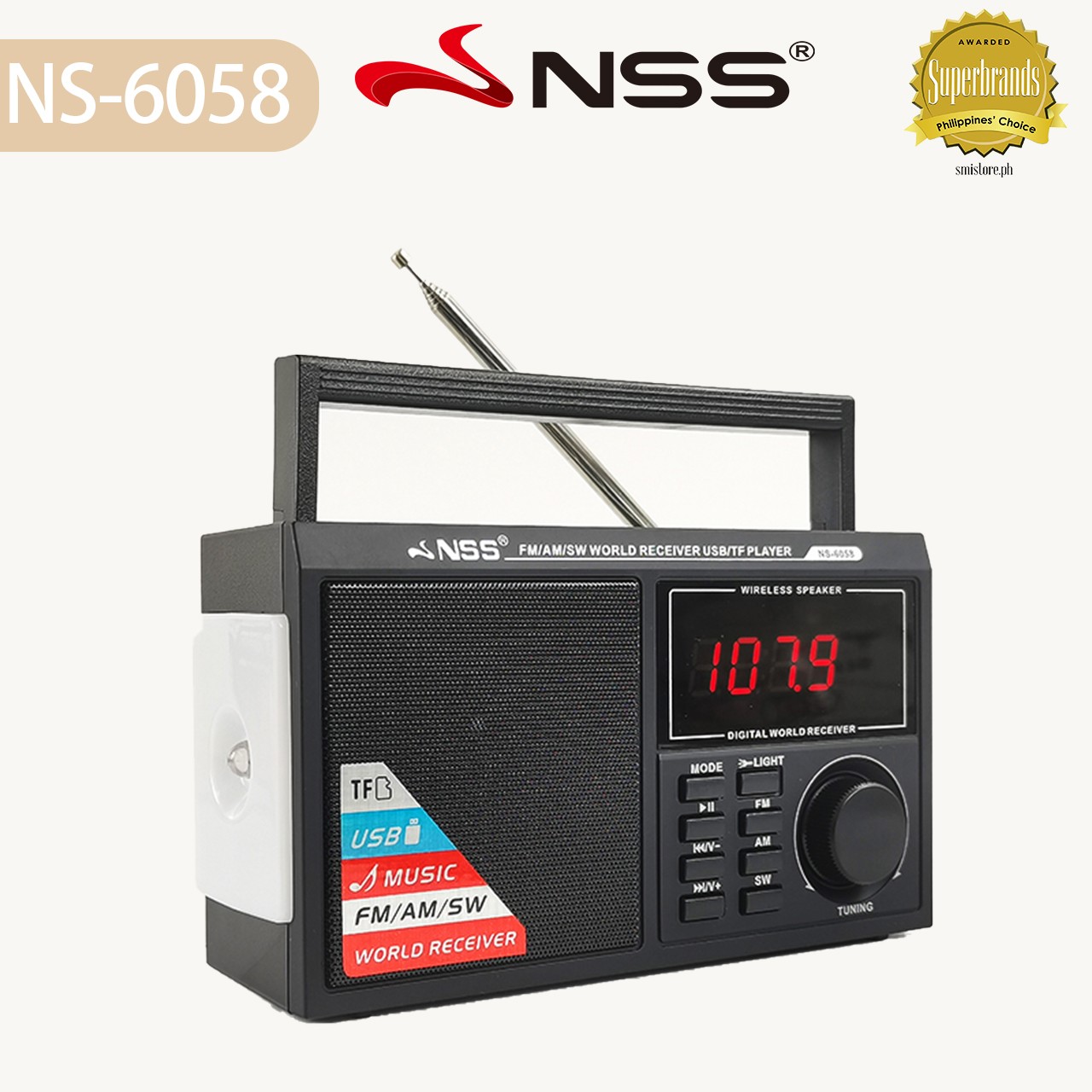 NSS Protable Radio with LED Display Rechargeable High Quality Torch and ...