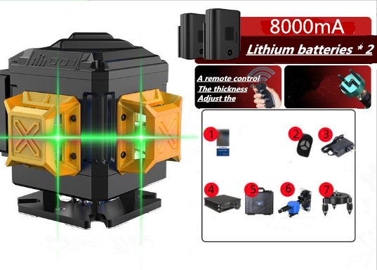 360° Rotary 3D Green Laser Level 12 Lines Level Horizontal And Vertical ...