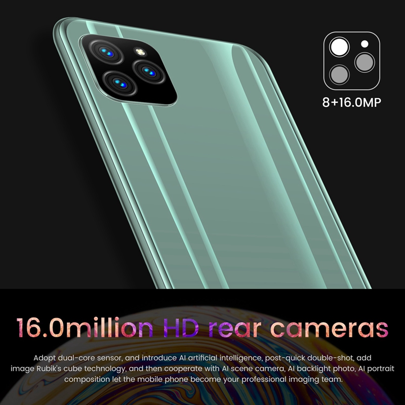 I13 5.8 Inch Android Phone with 512MB+4G Green Android Smartphone, Rear ...