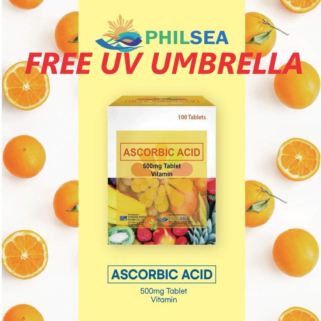 FREE UV Umbrella Korean Ascorbic Acid Vitamin 500mg Tablet 100 Tablets Per Box Philsea | Lazada PH