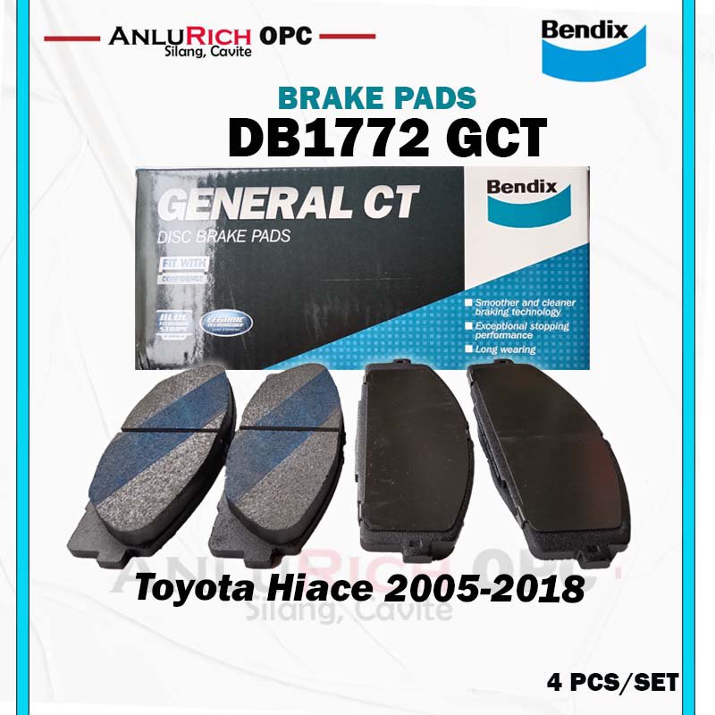 Brake Pads Front Toyota HiAce 2005-2018 BENDIX PART NO. DB1772 GCT | Lazada PH