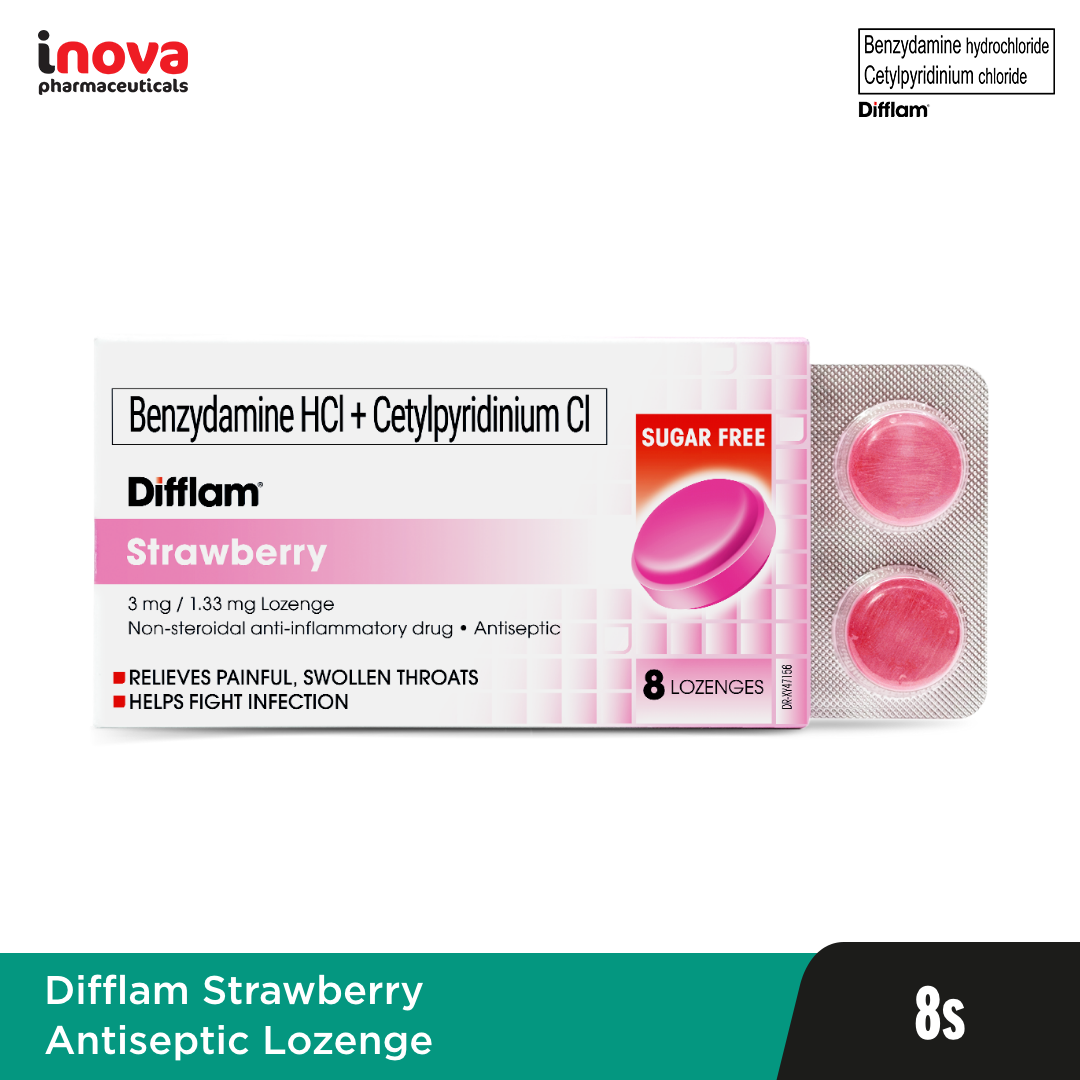 Difflam Strawberry Antiseptic Lozenge 8's | Lazada PH