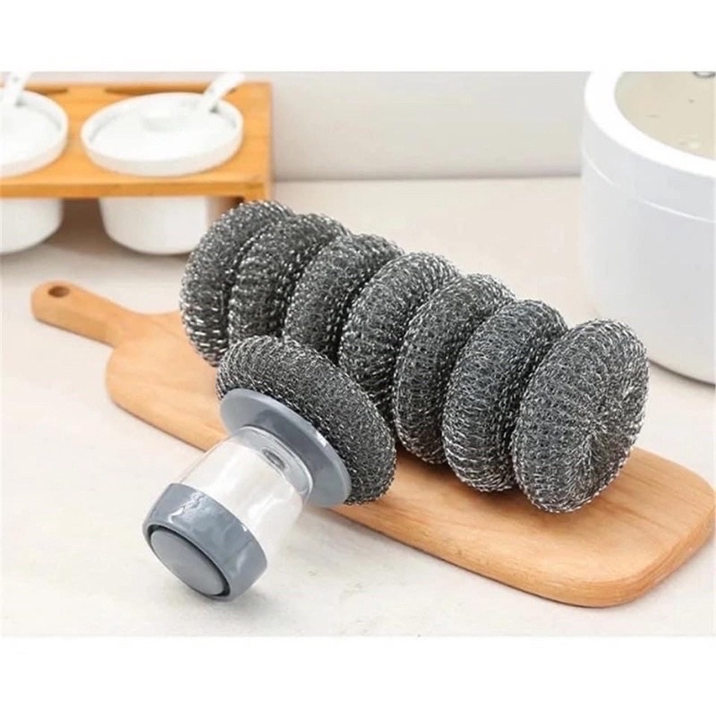 CC Handy Steel Wool Brush With Built-In Liquid Soap Container | Lazada PH