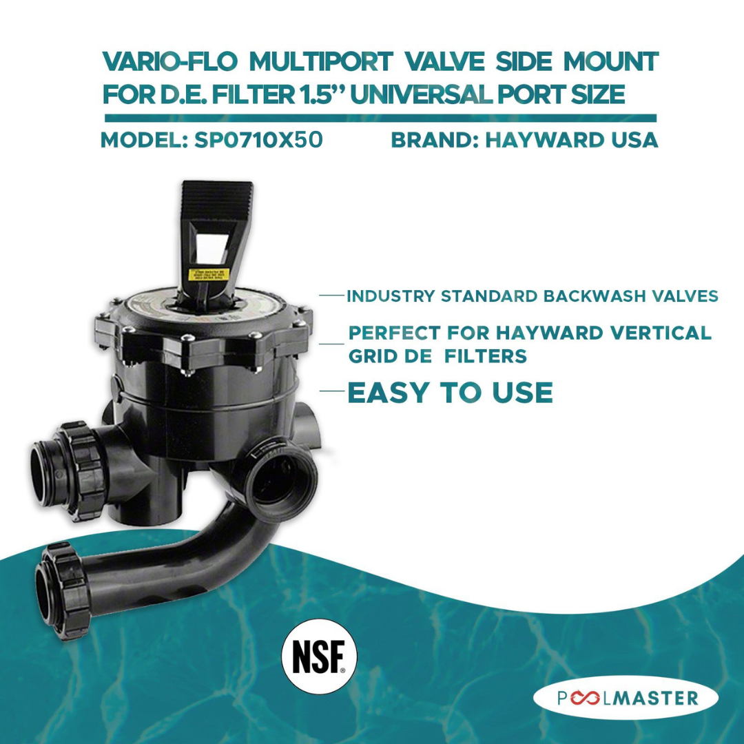 Hayward SP0710XR50 D.E. Filter Variflo Side Mount 2" Multiport Valve ...