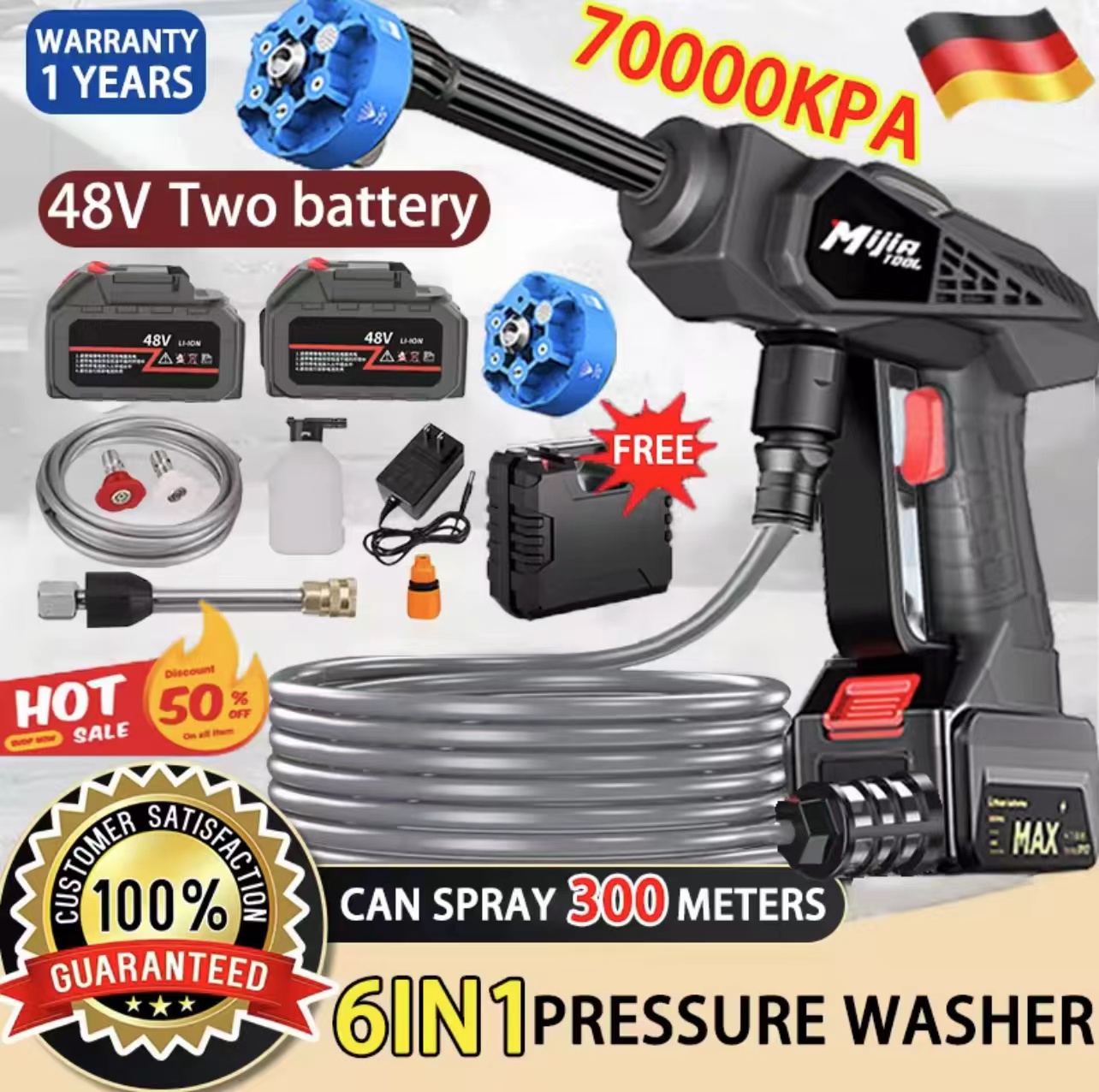ES-PIRITU pressure washer 48V 2 batteries portable car machine set ...